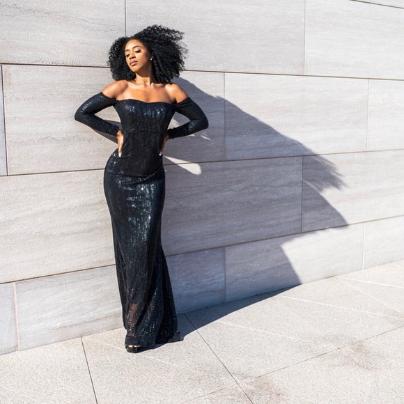 Fashion Nova | Dresses | Fashionnova Got Class Black Sequin Gown | Poshmark